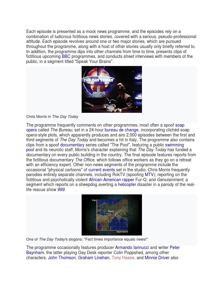 Chris Morris in The Day Today: Tony Haase | PDF | Entertainment ...