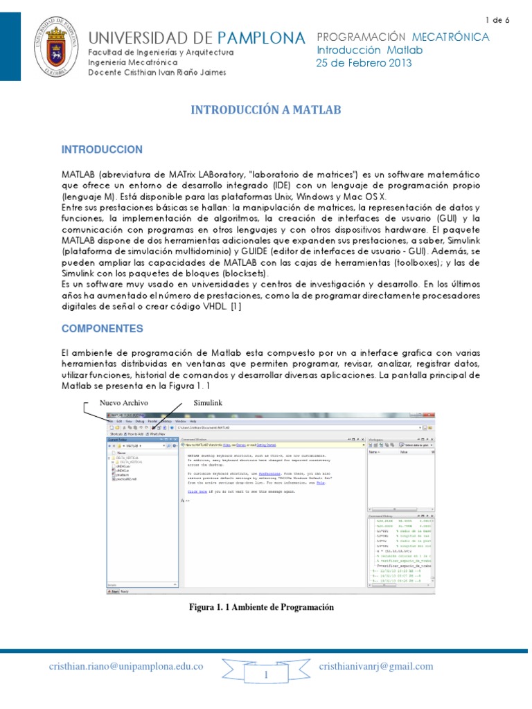 Clase 1. Introduccion Matlab | PDF | Matlab | Informática