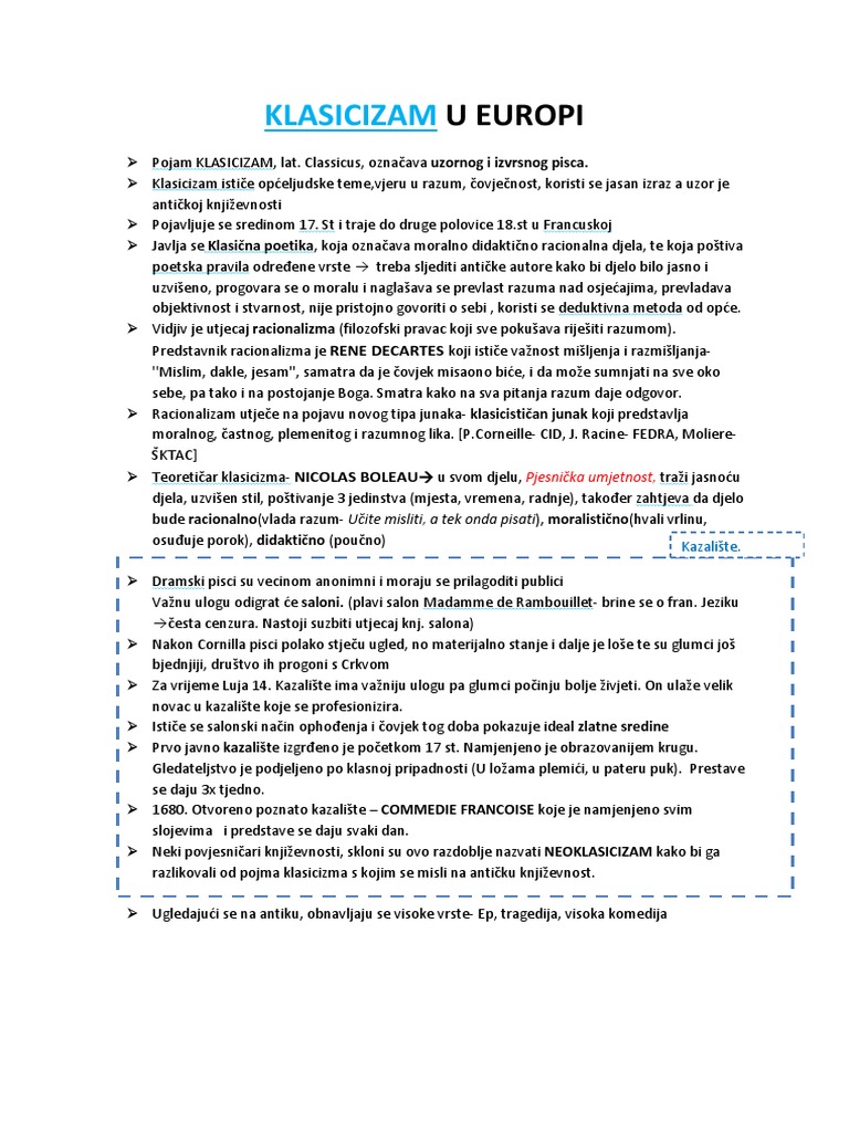 Klasicizam I Prosvjetiteljstvo | PDF