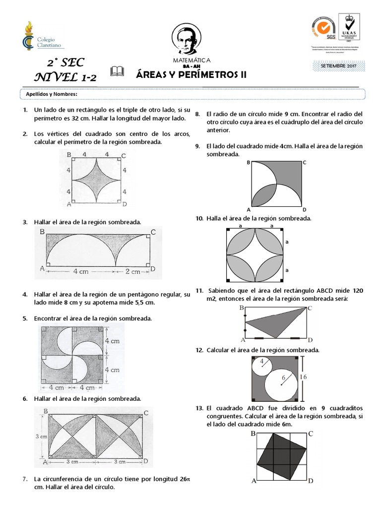 Areas y Perimetros | PDF | Rectángulo | Formas geométricas