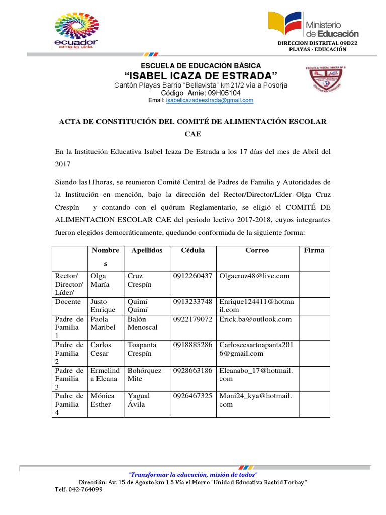 MODELO de ACTA CAE | PDF