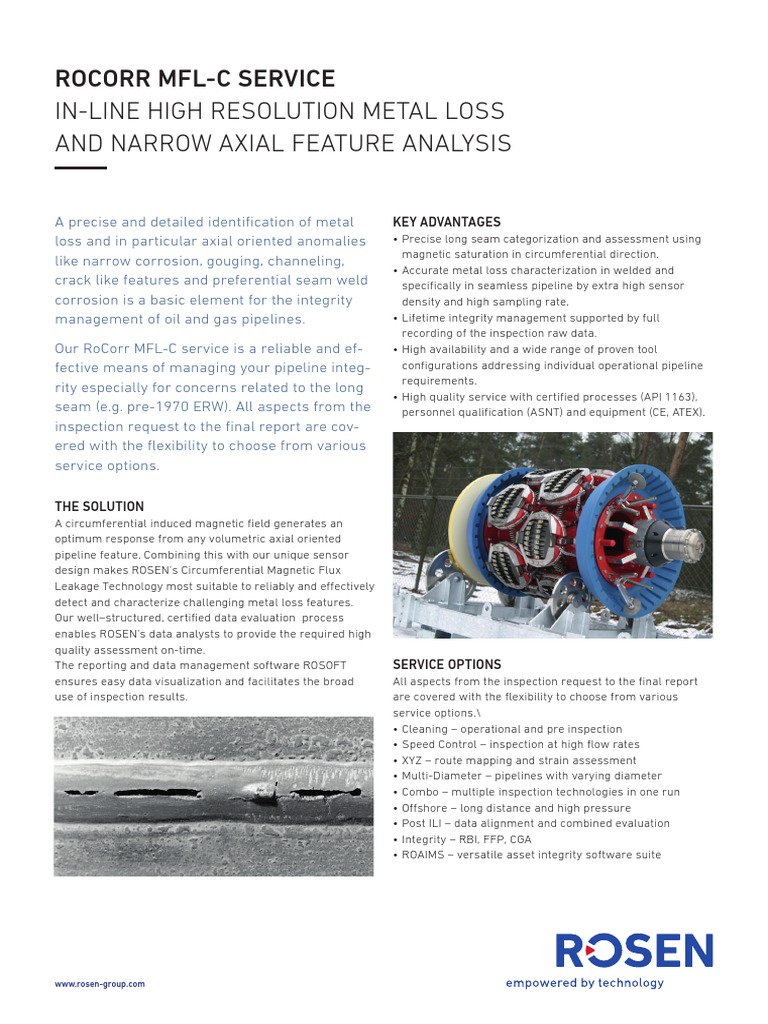 Rosen Group Rocorr MFL C Service | PDF | Pipeline Transport | Accuracy ...