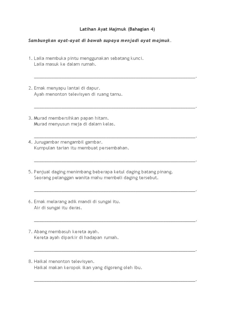 Latihan Ayat Majmuk | PDF