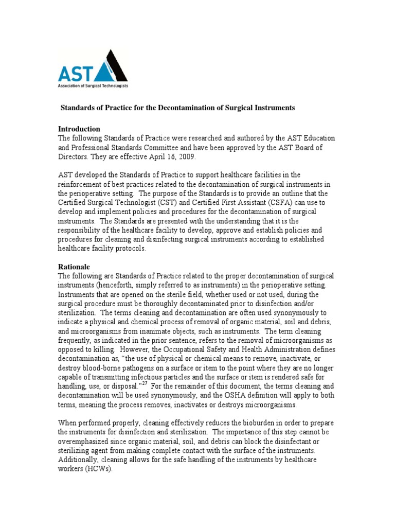 Standard - Decontamination - Surgical - Instruments - PDF | PDF ...