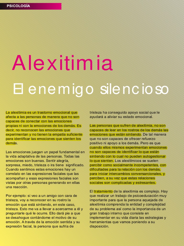 Alexitimia | PDF | Las emociones | Expresión facial