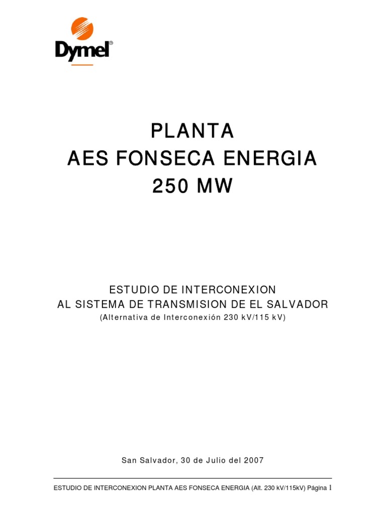 Planta Aes Int 230 - 115 | PDF | El Salvador | Transformador