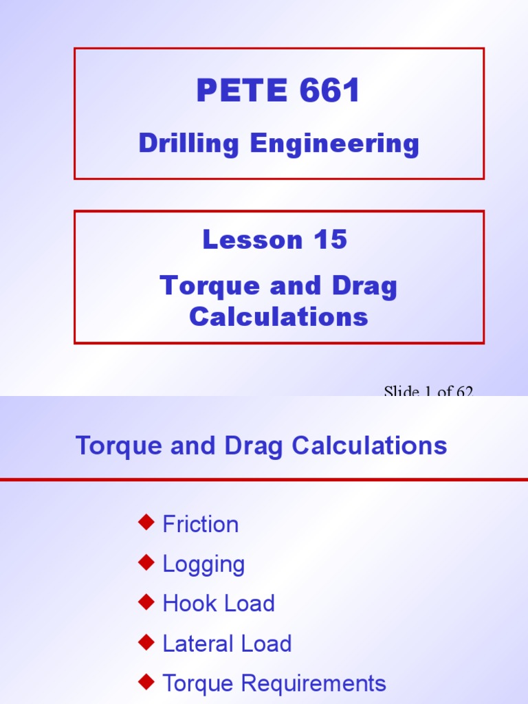Torque and Drag Calculations | PDF | Friction | Force