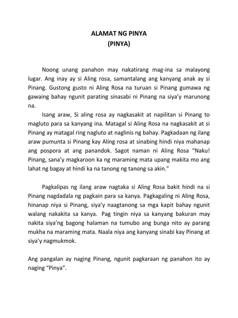 Alamat NG Pinya | PDF