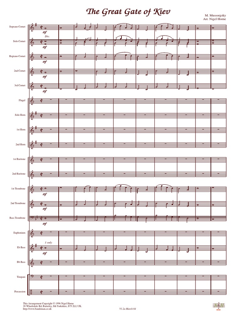 M. Mussorgsky Arr. Nigel Horne: V1.2a March 04 | PDF | Art