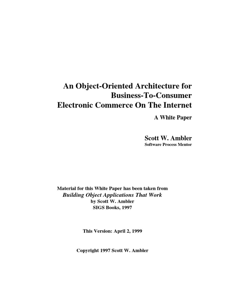 An Object Oriented Architecture For Business To Consumer Electronic