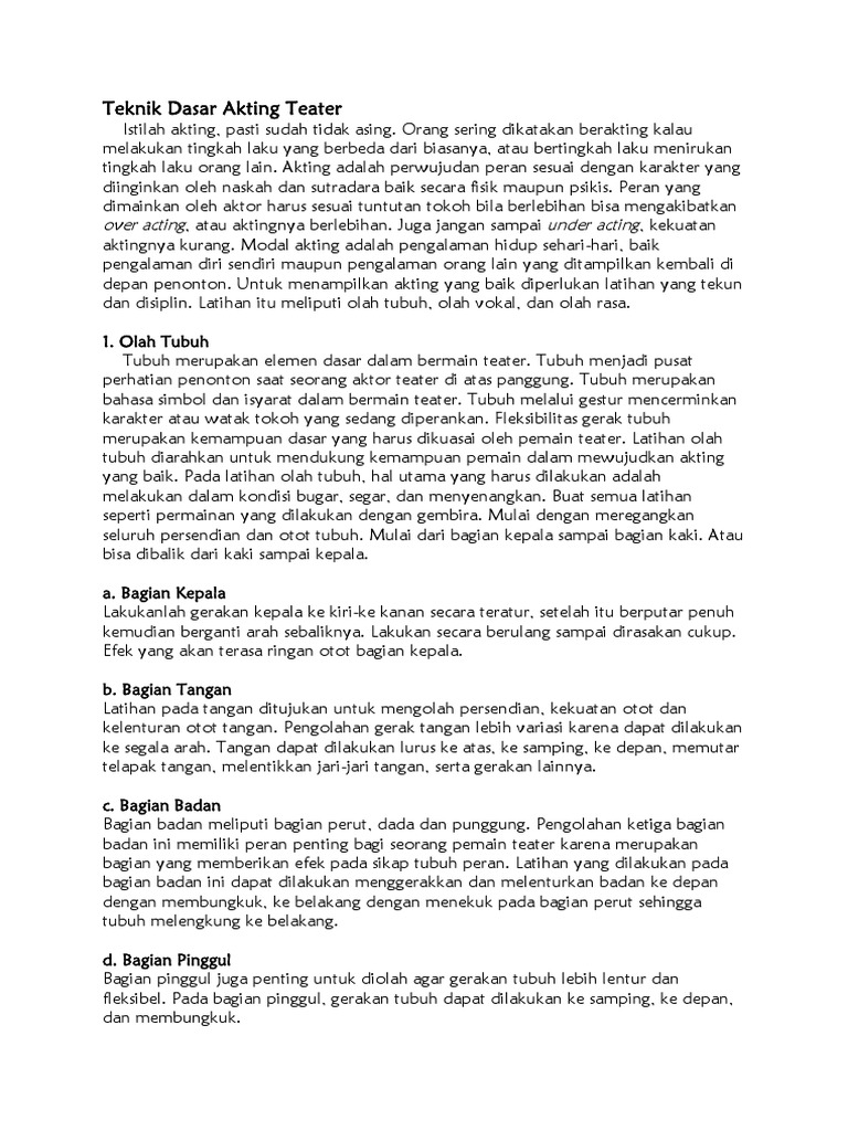 Panduan Akting Teater Pemula | PDF