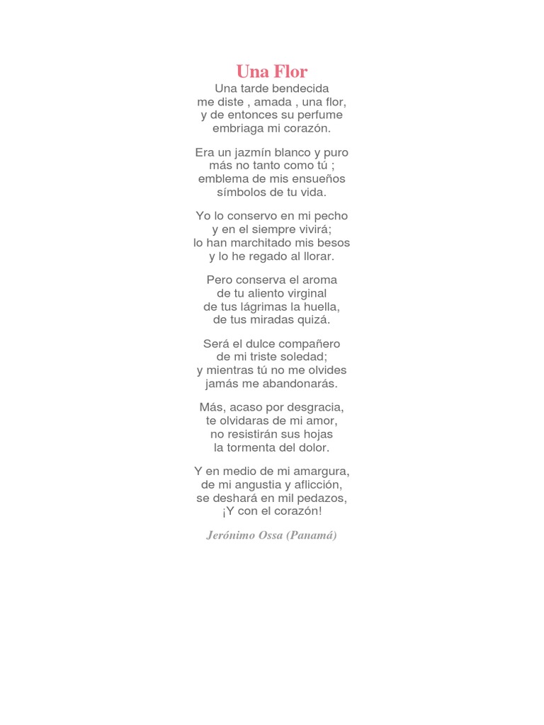 Poema "Una Flor" de Jerónimo Ossa | PDF