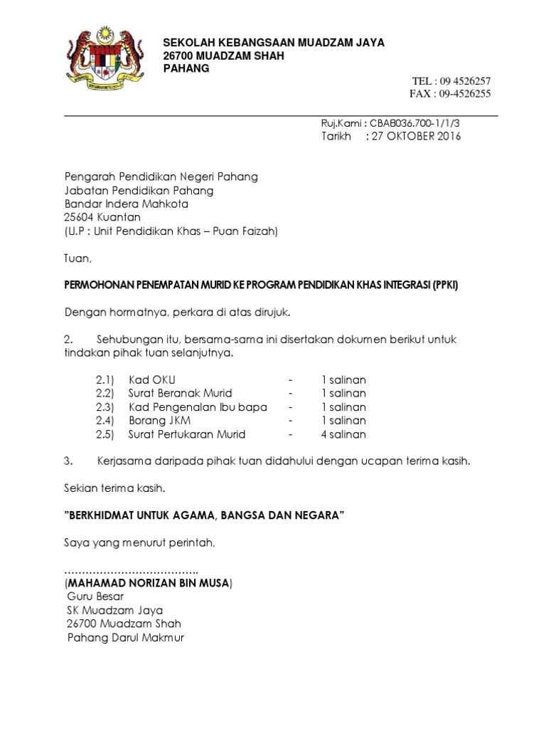 Surat Litup MBK JPNP | PDF