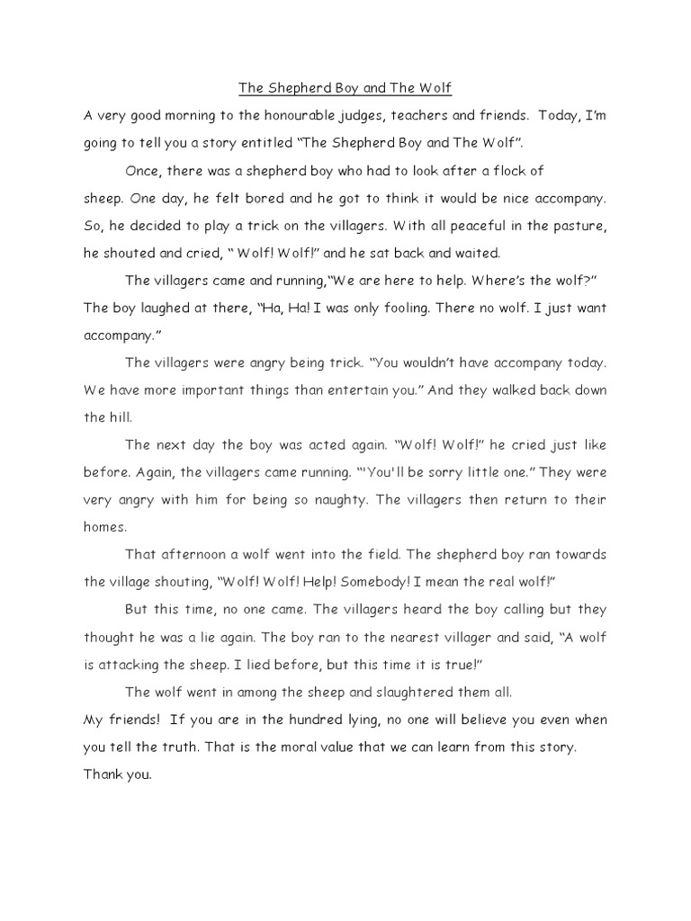 The Shepherd Boy and The Wolf | PDF