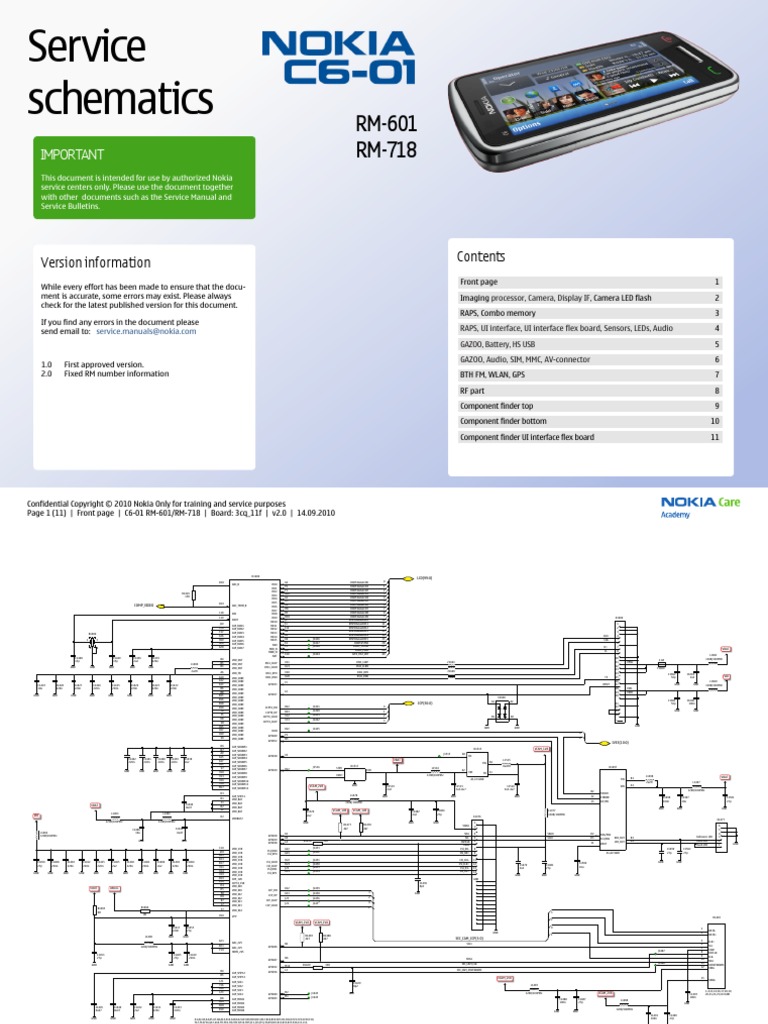 c6-01 Rm-601 Rm-718 Service Schematics v2.0 | PDF