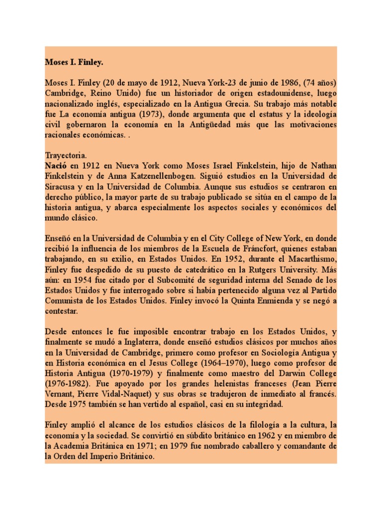 Moses I. Finley (1912-1986) . | PDF | Academia | Educación avanzada