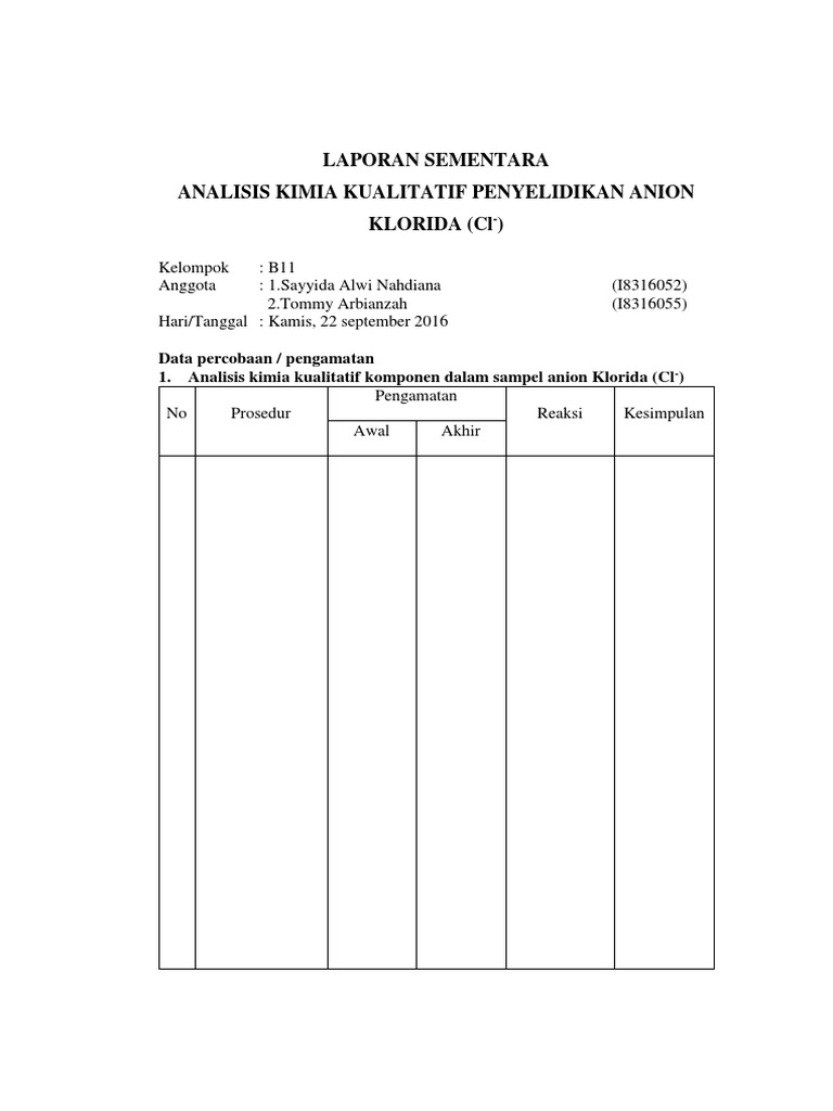 Contoh Laporan Sementara | PDF