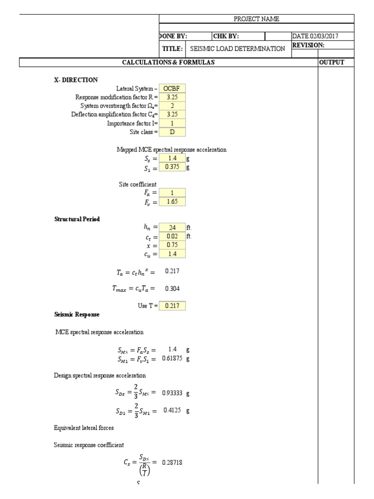 Done By: CHK By: Revision: Output Title: Calculations & Formulas X-Direction | PDF | Applied And ...