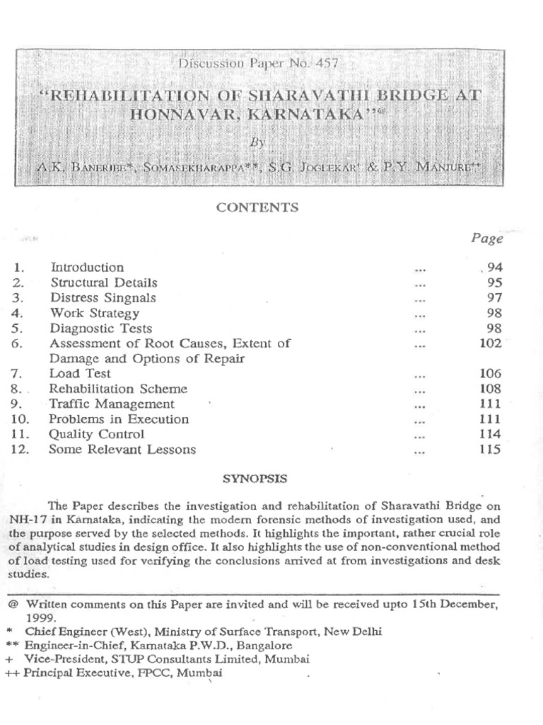 (Paper) IRC Rehabilitation of Sharavathi Bridge | PDF | Prestressed ...