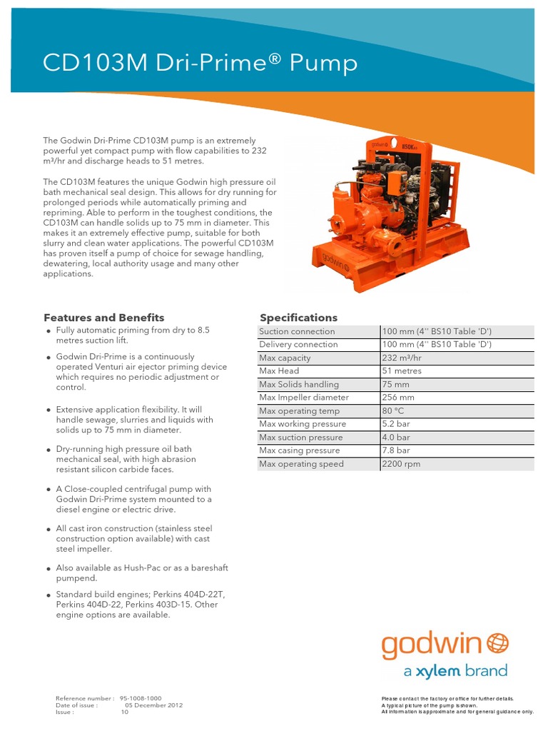 Godwin CD 103m | PDF | Pump | Mechanical Engineering