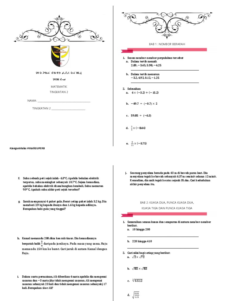 Modul Cuti Sekolah Math t2 | PDF