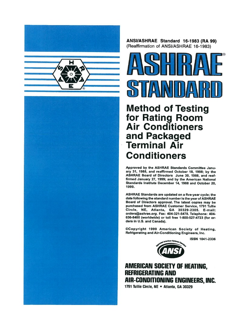 ASHRAE Standrad 16-1983 - Method of Testing For Room Air Conditioner ...