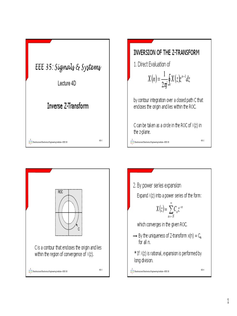 Lecture4D Z Transform Inverse | Download Free PDF | Mathematical Analysis | Mathematical Objects