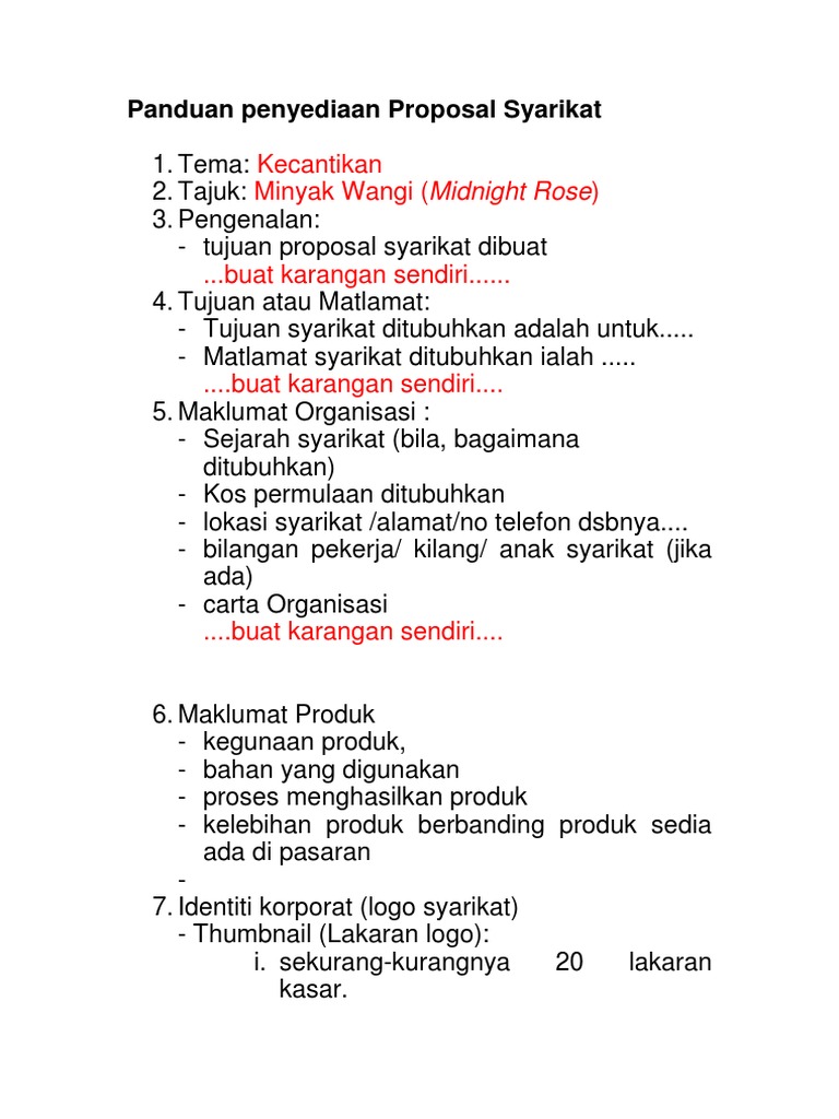 Panduan Penyediaan Proposal Syarikat | PDF