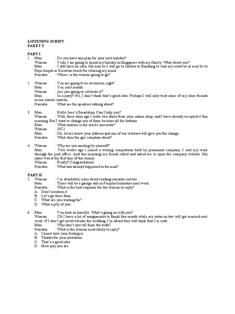 05 Listening Script Try Out 3 - Program CBT | PDF | Rainbow | Nature