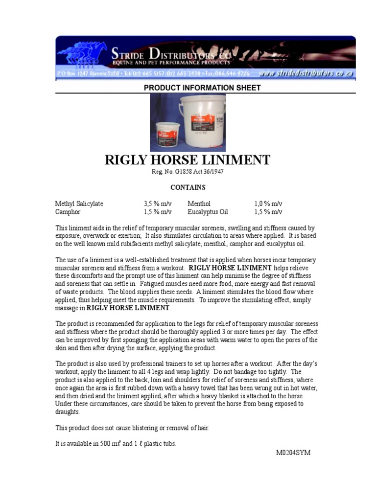 Rigly Horse Liniment | PDF