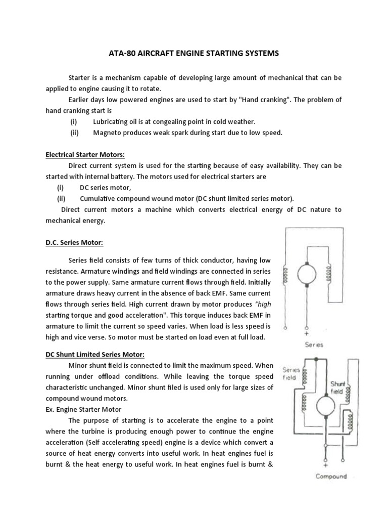 Ata-80 Aircraft Engine Starting Systems: Electrical Starter Motors ...