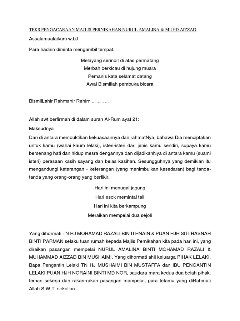 12+ Contoh Susunan Acara Akad Nikah dan Teks MC Rundown