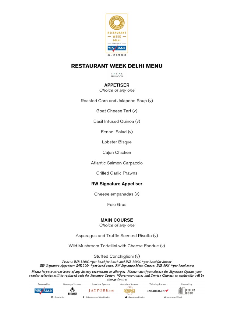 RW S2017 The Grill Room Menu | PDF | Hors D'oeuvre | Asian Cuisine