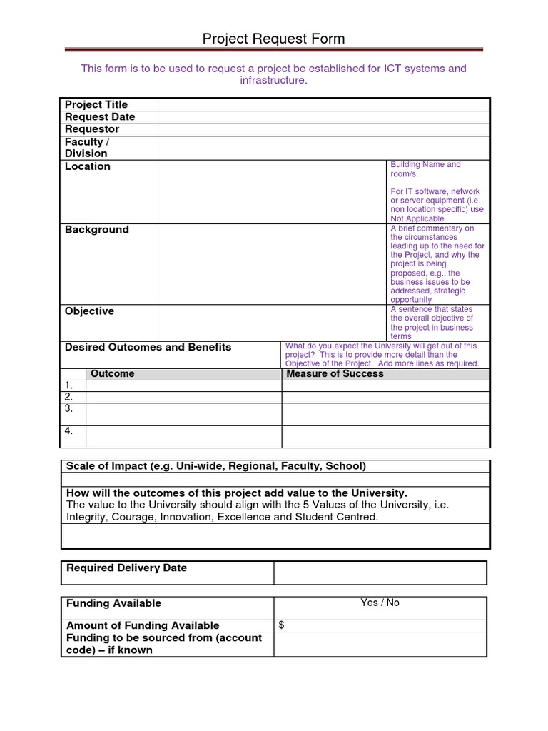 Project Services Project Request Form | PDF | Stakeholder (Corporate ...