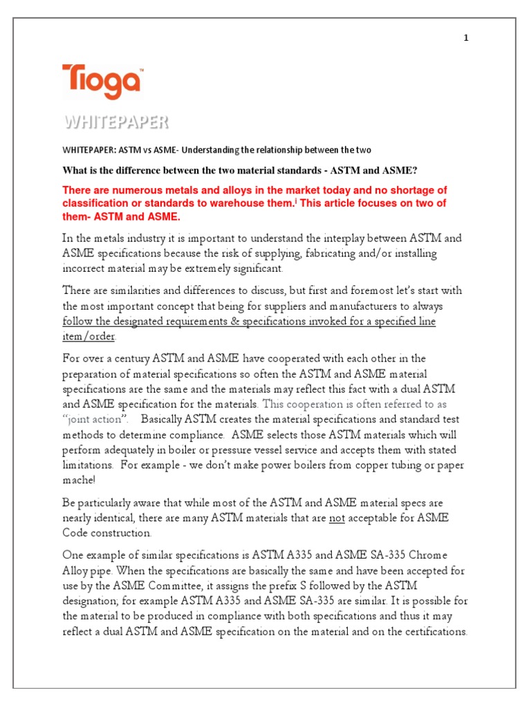 ASME ASTM Difference PDF | PDF | Pipe (Fluid Conveyance ...