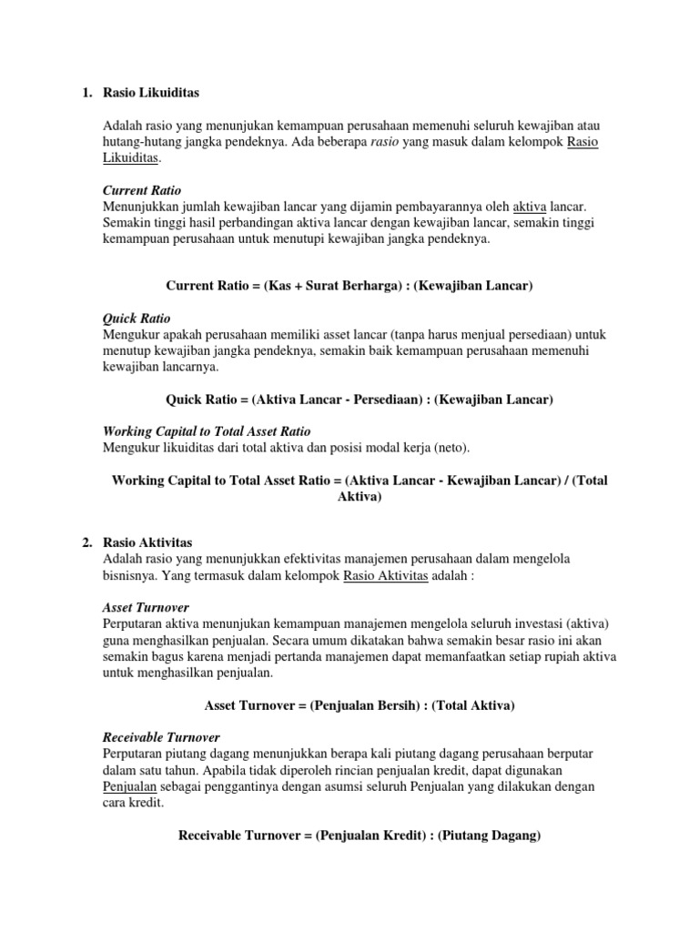 Jenis-Jenis Rasio Keuangan | PDF | Komputer