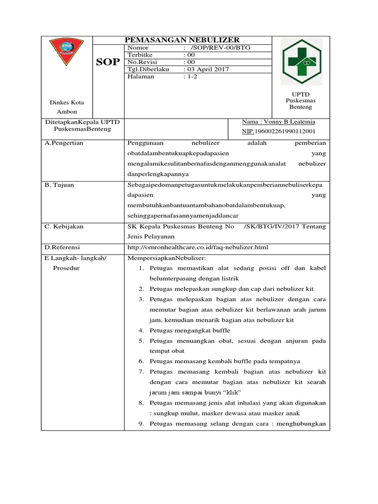 SOP Nebulizer | PDF