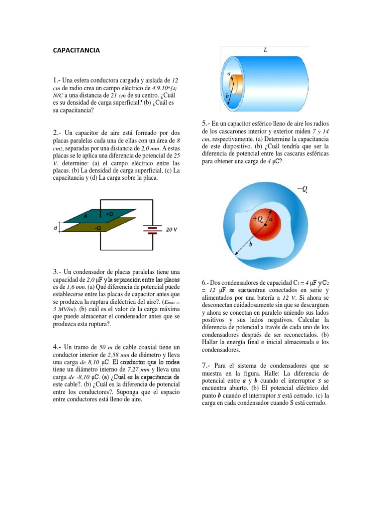 Capacitancia - Ejercicios | PDF | Capacidad | Condensador