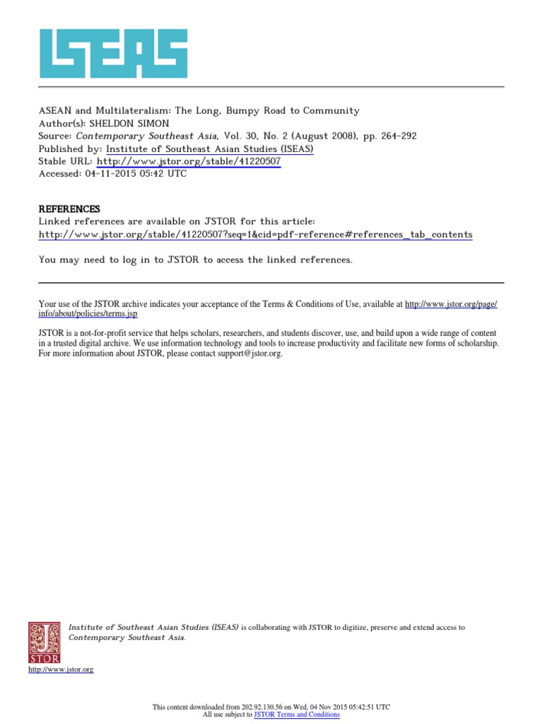 ASEAN and Multilateralism - Simon | PDF | Asean Free Trade Area ...