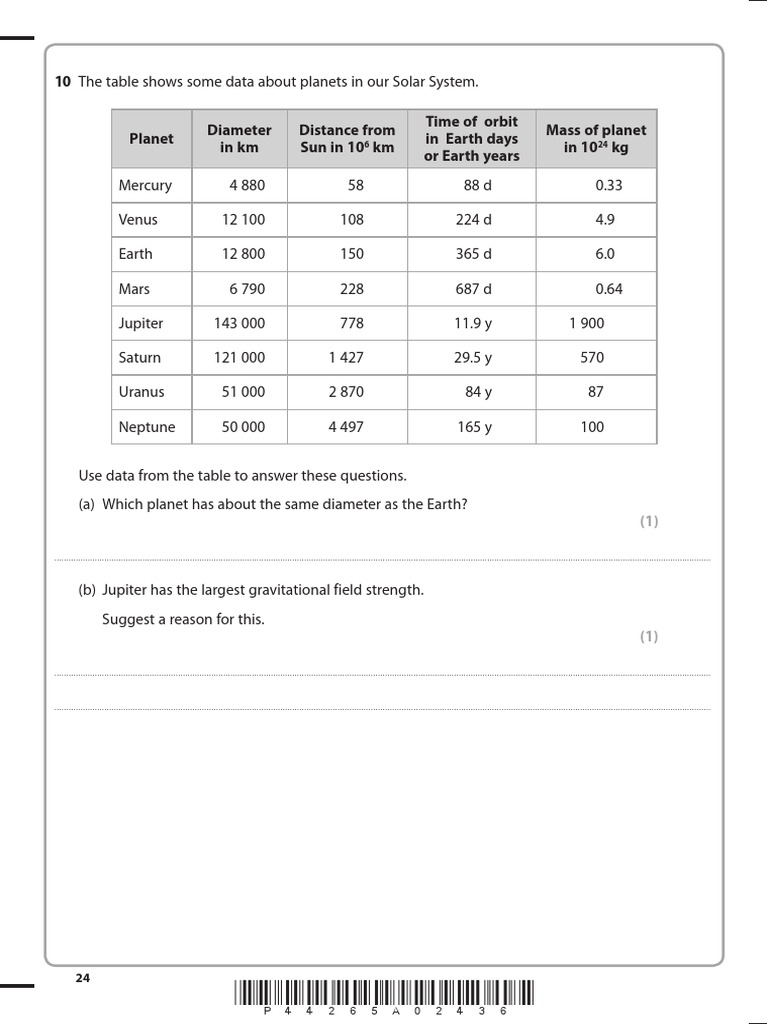 Astronomy Question | PDF | Planets | Jupiter