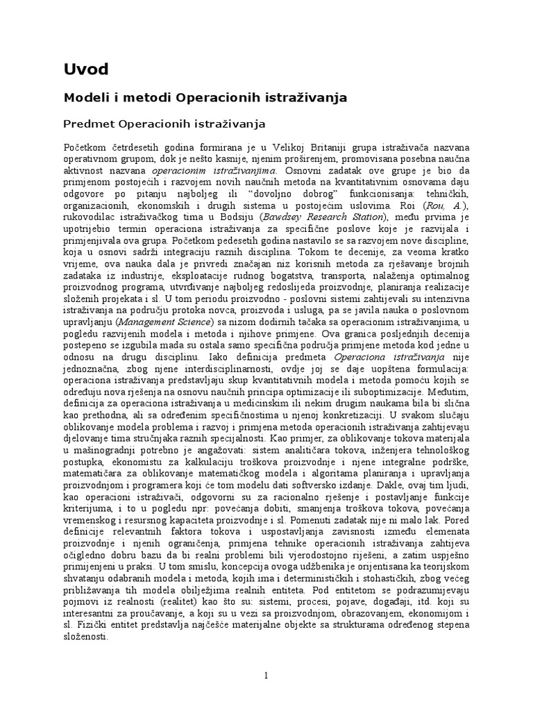 Operaciona Istrazivanja | PDF