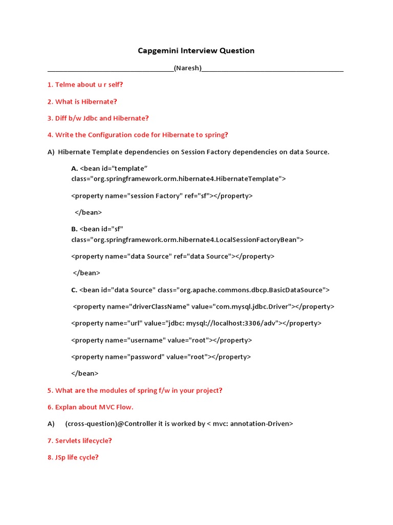 Capgemini Interview Question Pdf Array Data Structure Java Server Pages