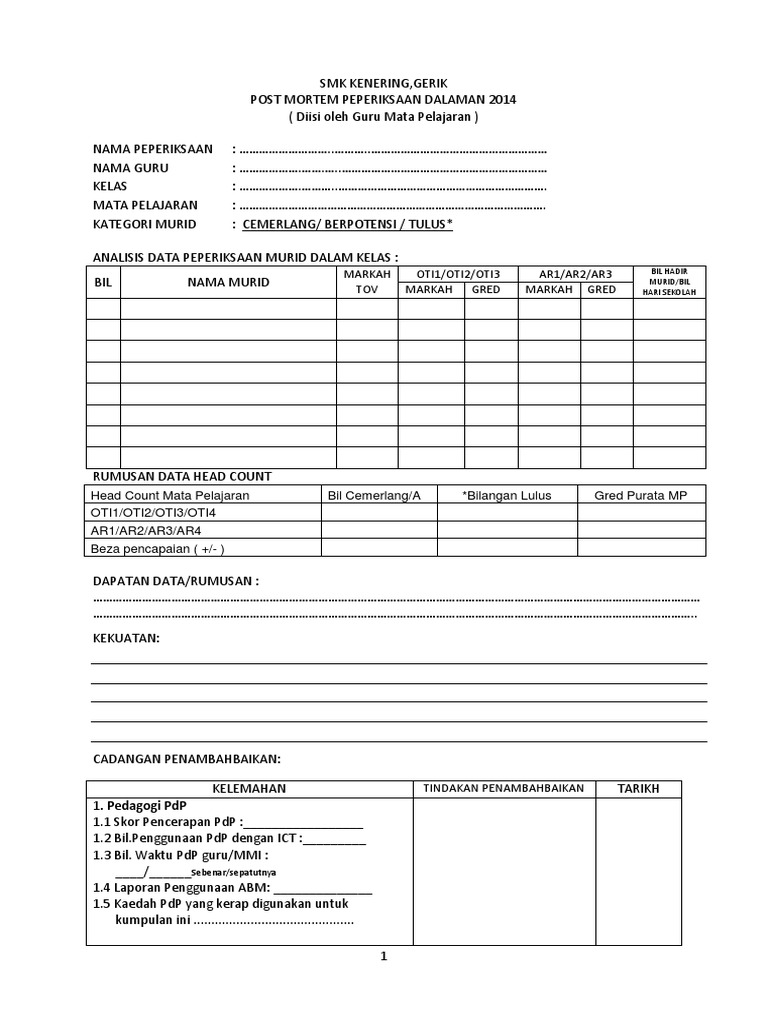 Contoh BORANG POST MORTEM | PDF
