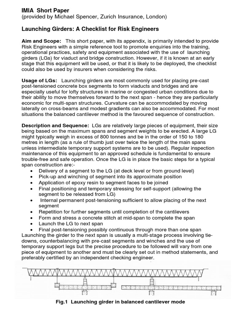 Risk Engineers' Checklist for Launching Girder Safety | PDF | Risk ...