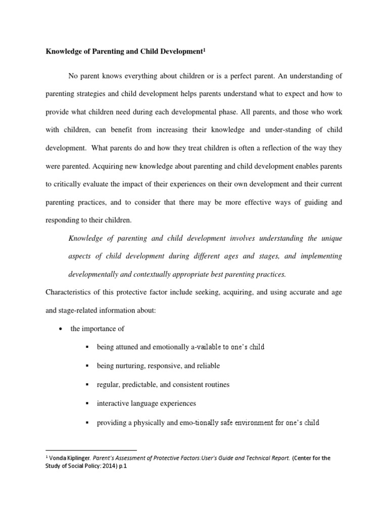 Knowledge of Parenting and Child Development | PDF | Child Development ...