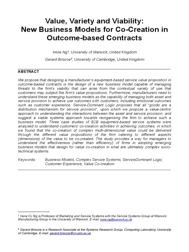 Outcome Based Contracts | PDF | Business Model | Qualitative Research