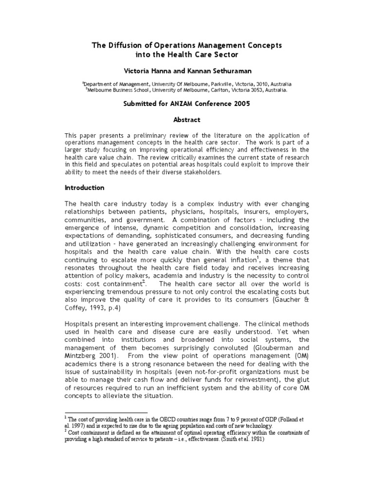 Health Care MGT | PDF | Lean Manufacturing | Strategic Management