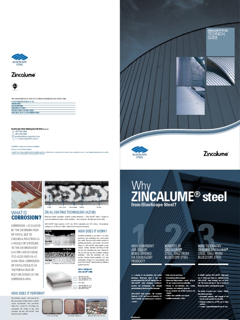 Technical Guide: Zincalume Steel | PDF | Corrosion | Steel