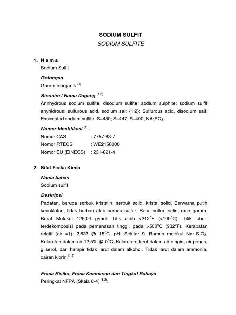 Sodium Sulfit PDF | PDF