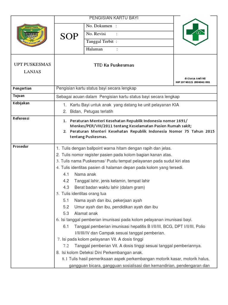 Sop Pengisian Kartu Anak | PDF